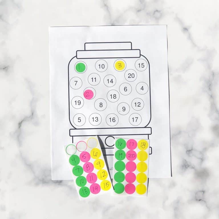 Gumball Machine Printable {blank or with numbers for dot stickers}
