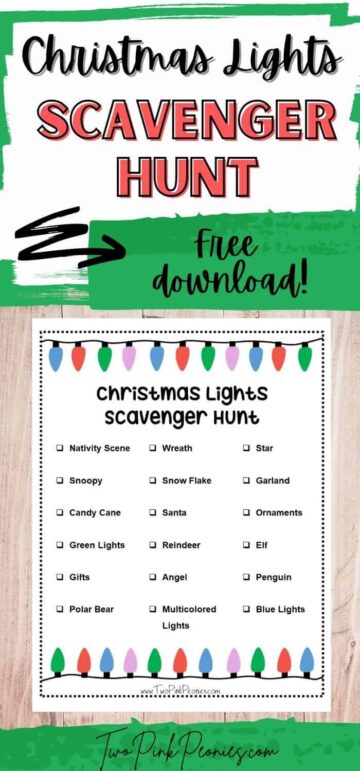 Christmas Lights Scavenger Hunt {totally free instant PDF download!}