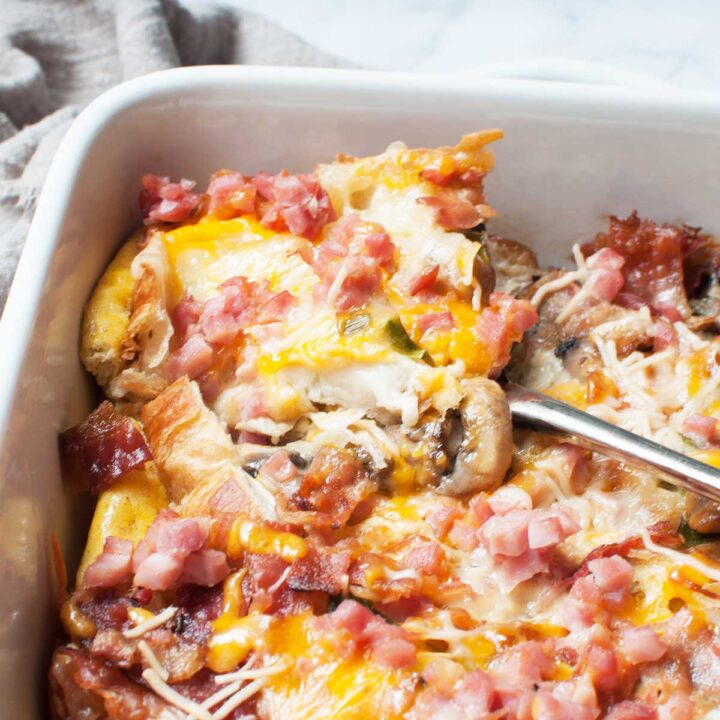Savory Croissant Breakfast Casserole | Two Pink Peonies