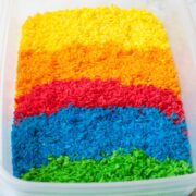 How to Make Colored Rice for Sensory Bins {video}
