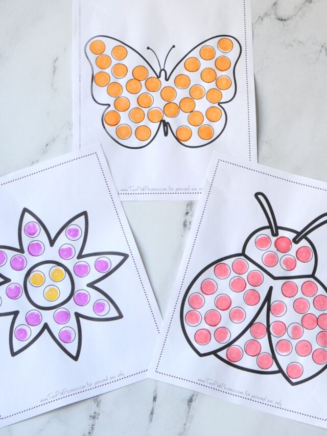Flower Dot Marker Pages | Two Pink Peonies