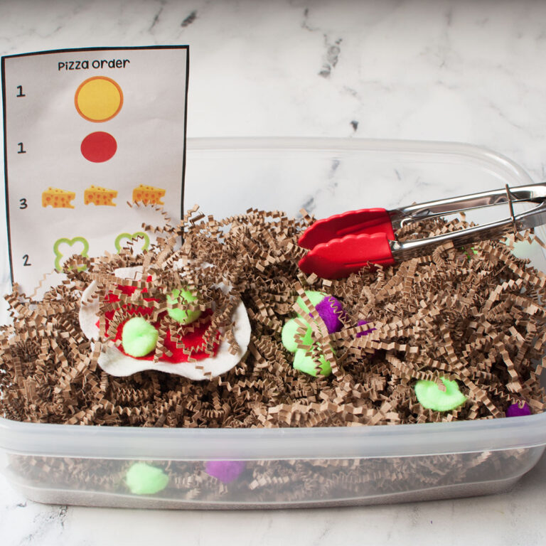 Pizza Sensory Bin | Two Pink Peonies