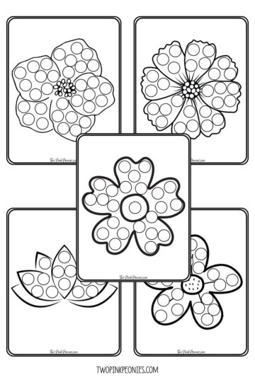 Flower Dot Marker Pages | Two Pink Peonies