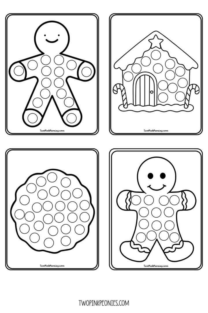 Gingerbread Dot Marker Pages | Two Pink Peonies