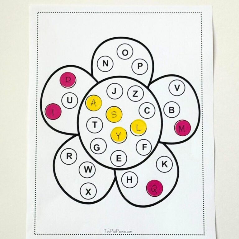 Spring Alphabet Match Printable | Two Pink Peonies